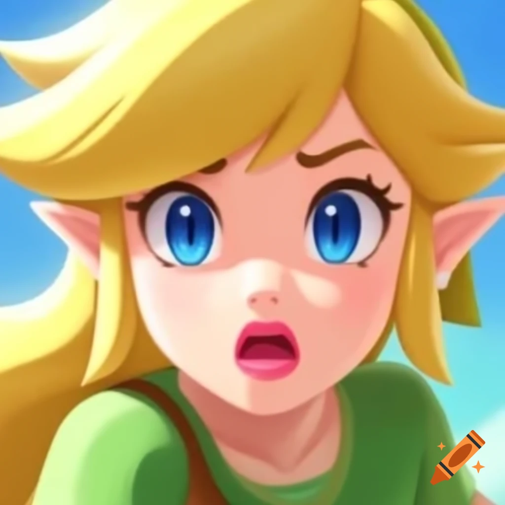 Character inspired by Nintendo with green tunic and princess hairstyle, 8k quality on Craiyon