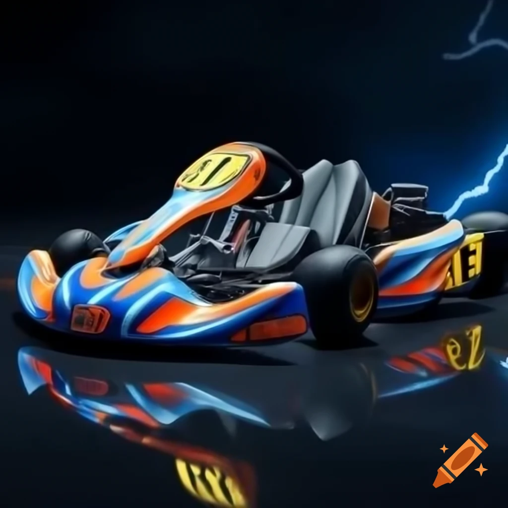 Sleek go-kart named 'Elijah' in McLaren papaya orange and deep blue ...