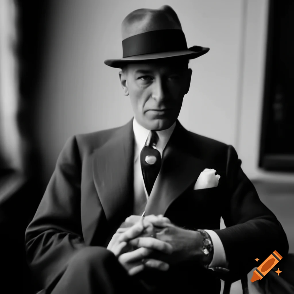 Dapper 1950s gentleman in brown trilby and three-piece suit on Craiyon