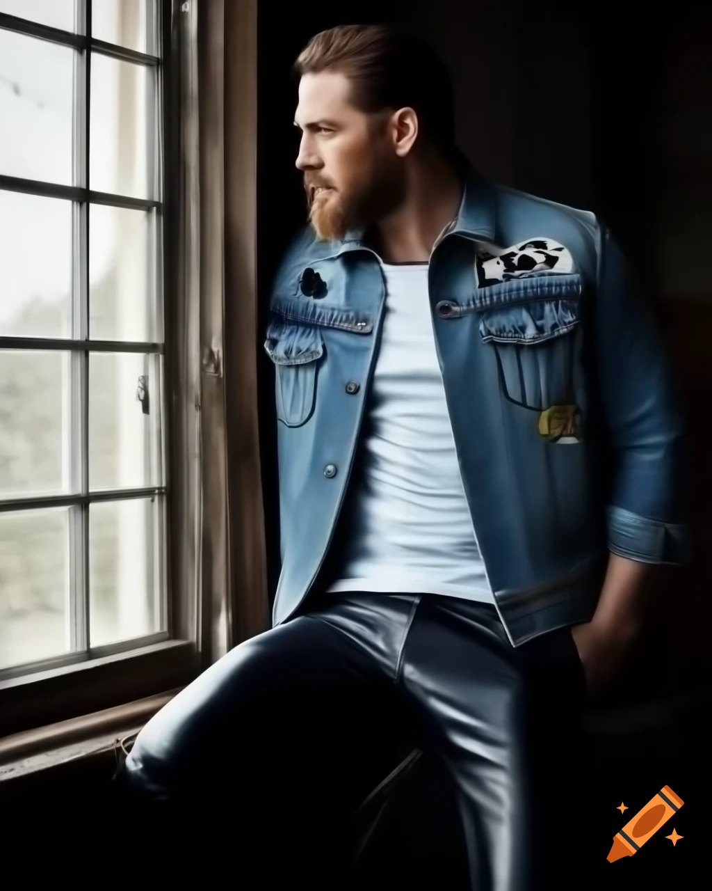 Ultra HD portrait of British actor Tom Hardy in biker style looking out ...