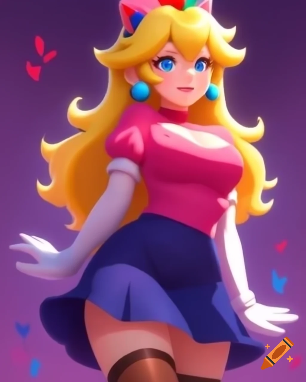 Anime-style female character inspired by mario on Craiyon