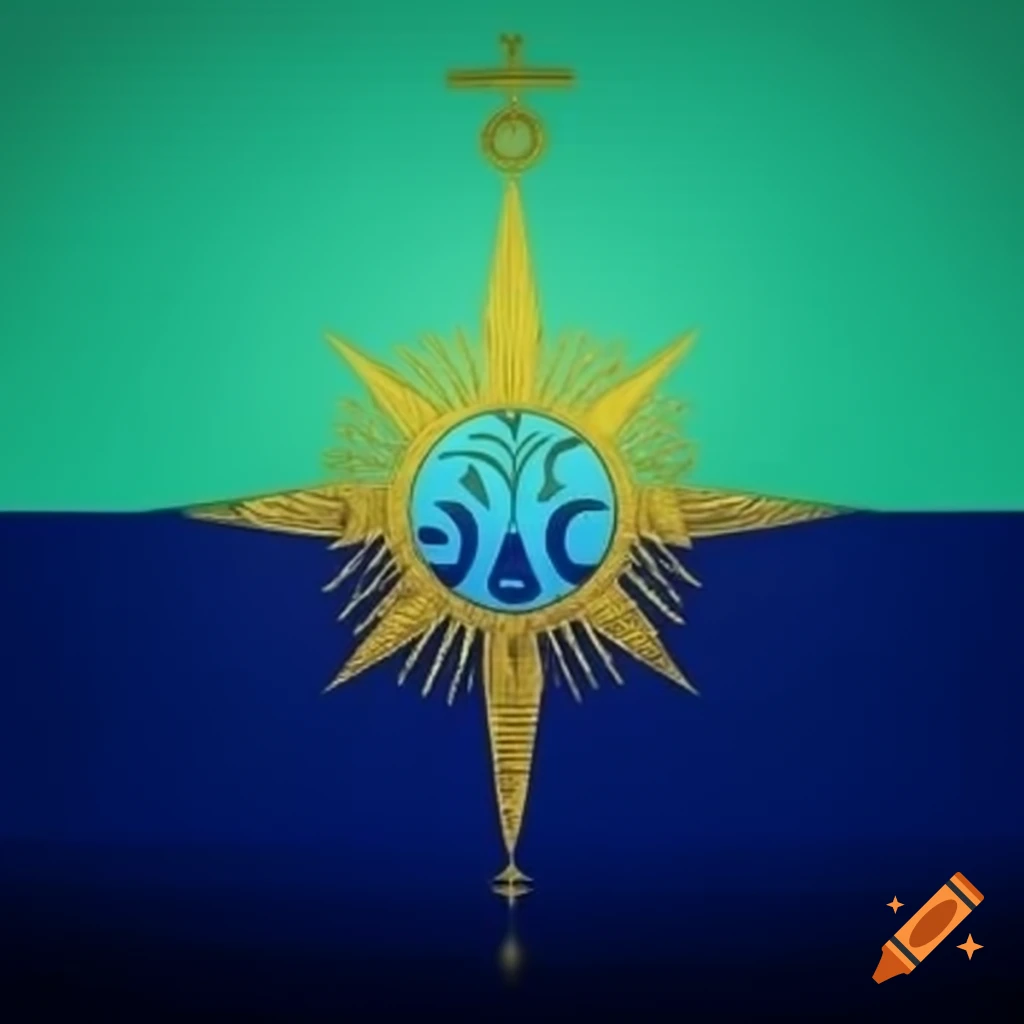 Flag with gradient background from ocean blue to emerald green ...