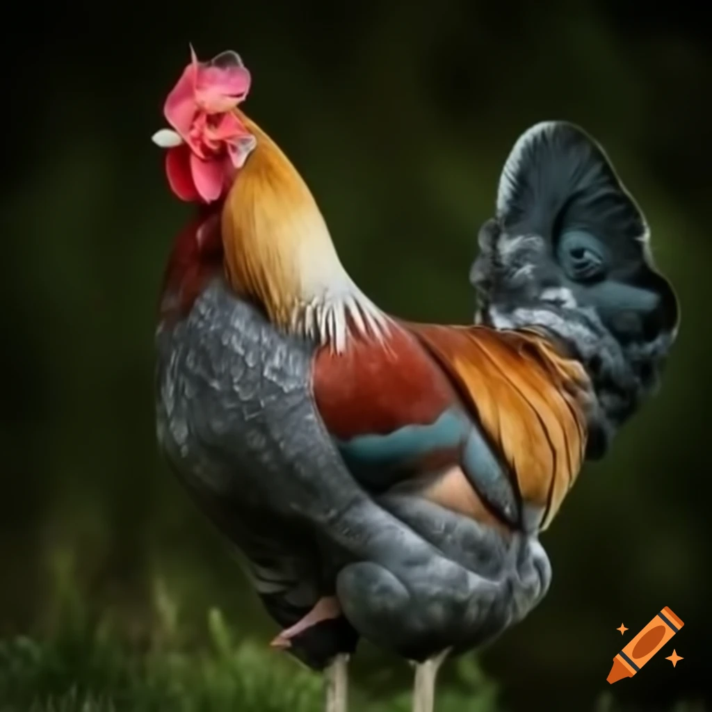 A rooster, representing a vibrant and proud bird on Craiyon