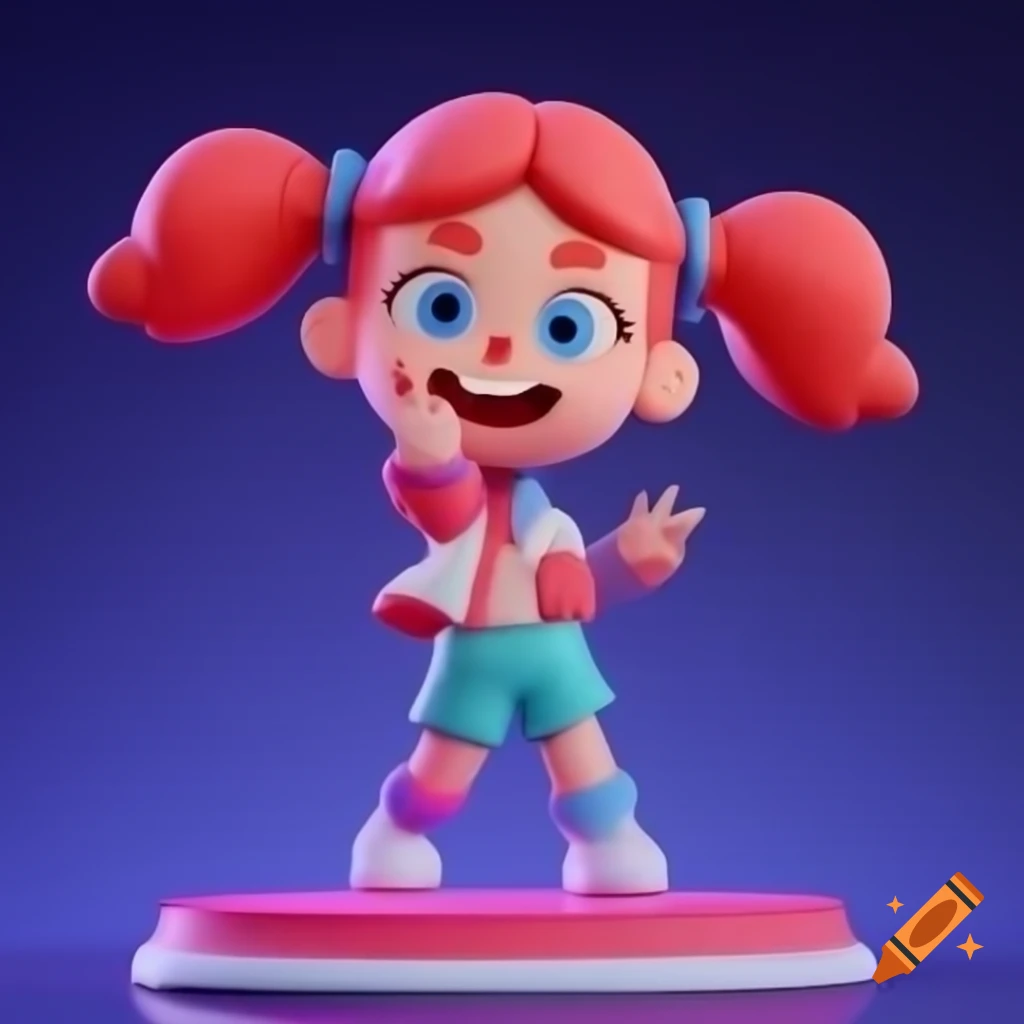 Chibi 3D funny gamer girl character in full-body pose on Craiyon