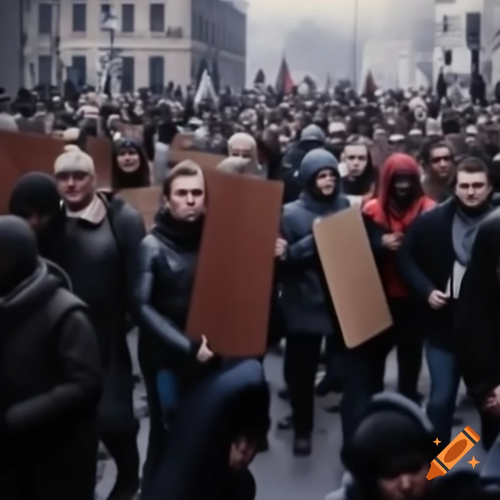 Crowd on strike holding protest boards on Craiyon