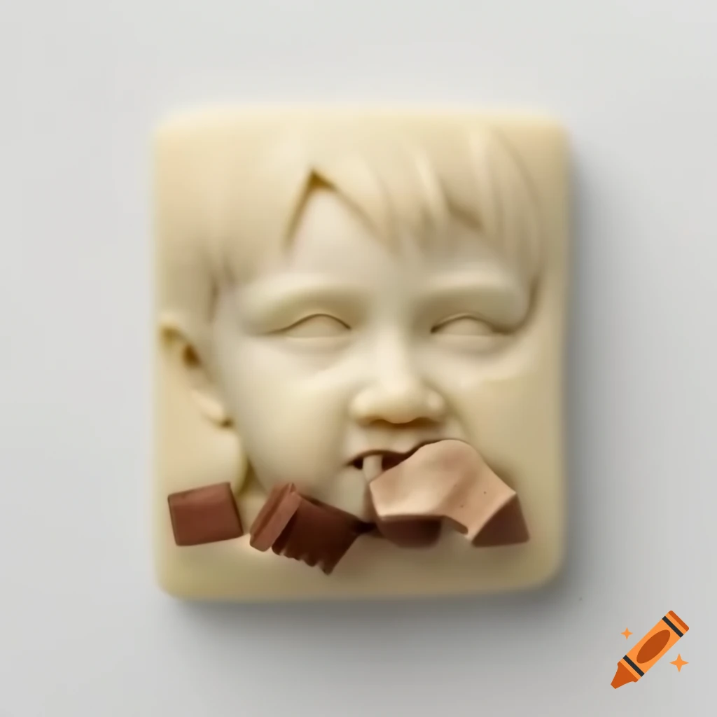 Carved white chocolate face with dark chocolate features on Craiyon