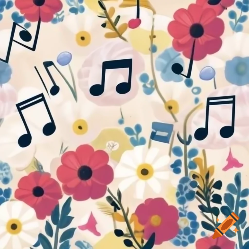 Spring flowers intertwined with musical notes on Craiyon