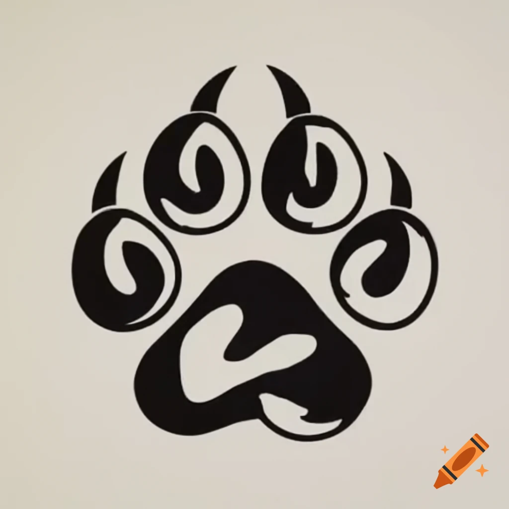 Minimalist black-and-white 4/4 Beast symbol with stylized bear paw ...