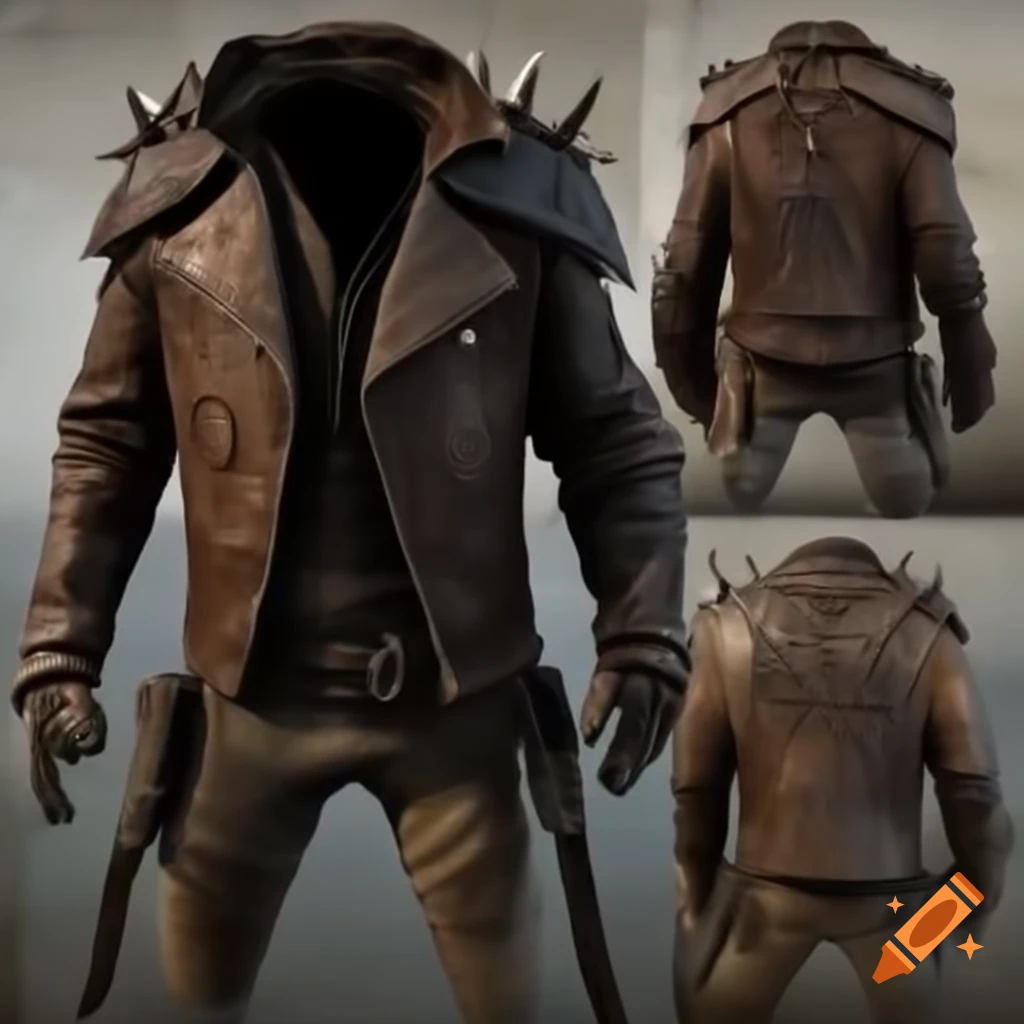 Post-apocalyptic rugged leather outfit with spikes and heavy-duty boots ...