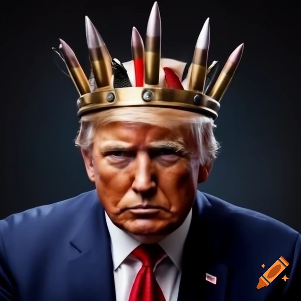 Political satire illustration of Donald Trump with a bullet crown on ...