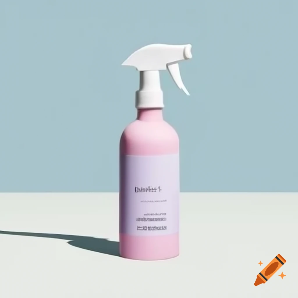 Spray bottle for 'pop clean' brand with white design and monochrome ...