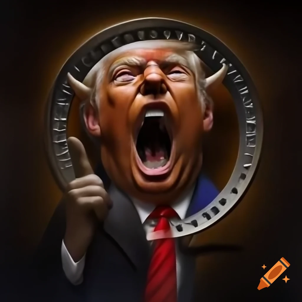 Surreal beast resembling a public figure with number 666 branded on its ...