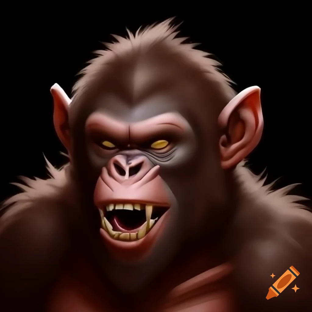 Short hairy monster goblin with red skin and sharp teeth on Craiyon