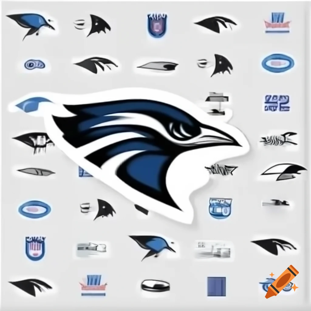 Magpie in flat stylized design resembling NFL team logos with thick ...