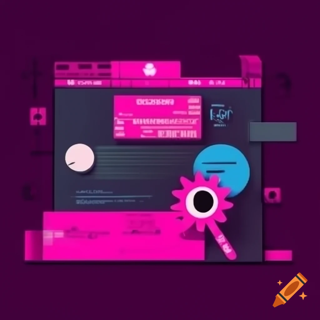 Abstract representation of software testing theme in dark pink on Craiyon