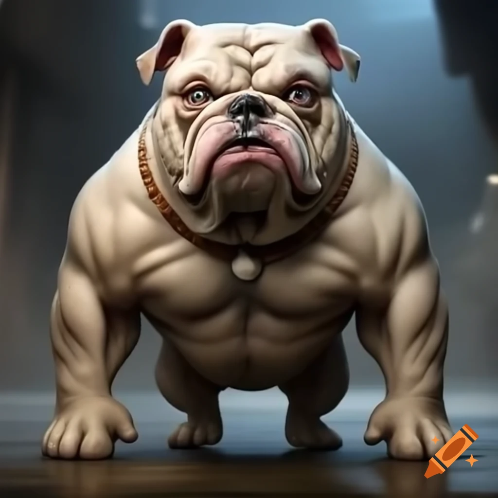 Comically wrinkled English bulldog posing with Super Mario power-up on ...