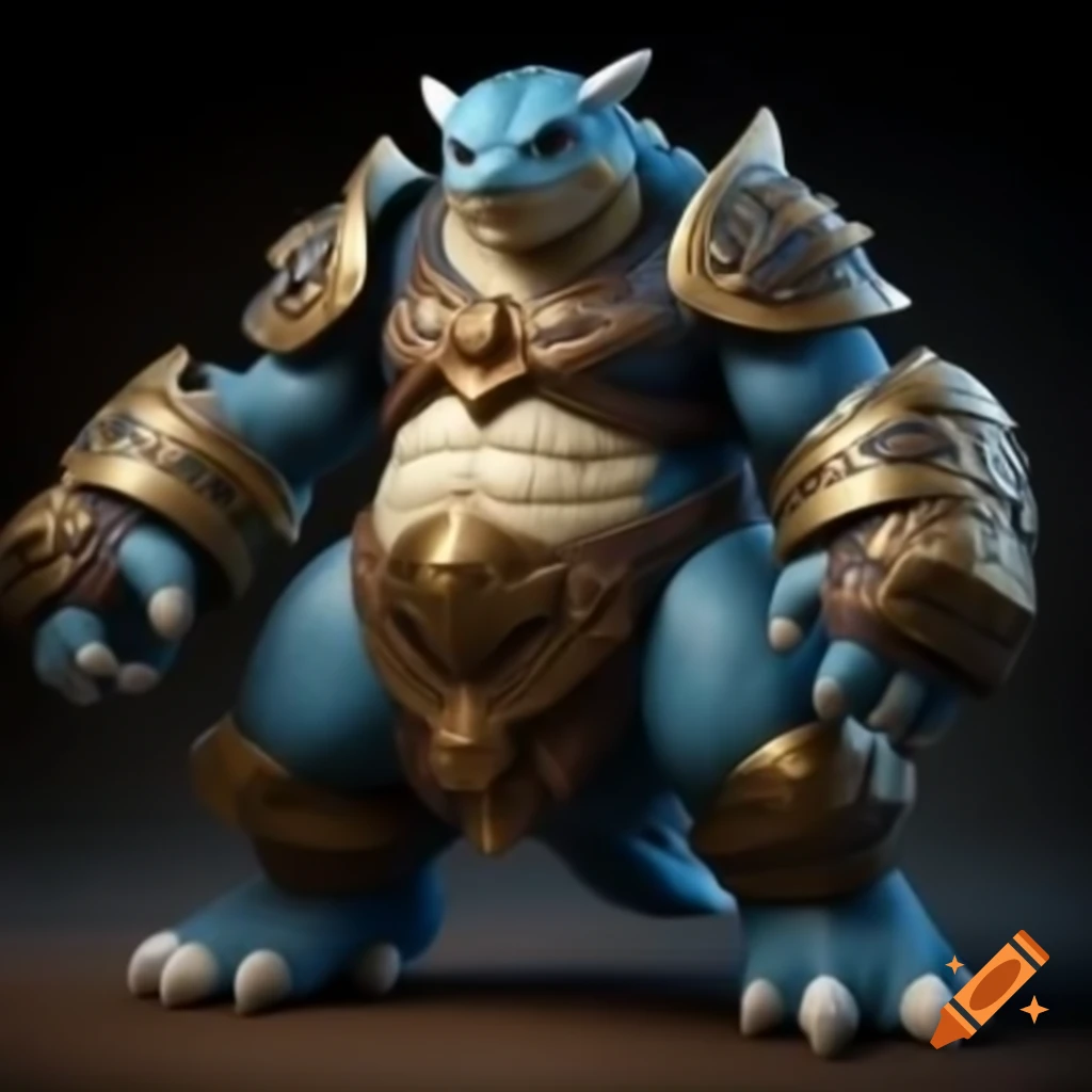 Majestic anthropomorphic Blastoise woman with intricate armored shell ...