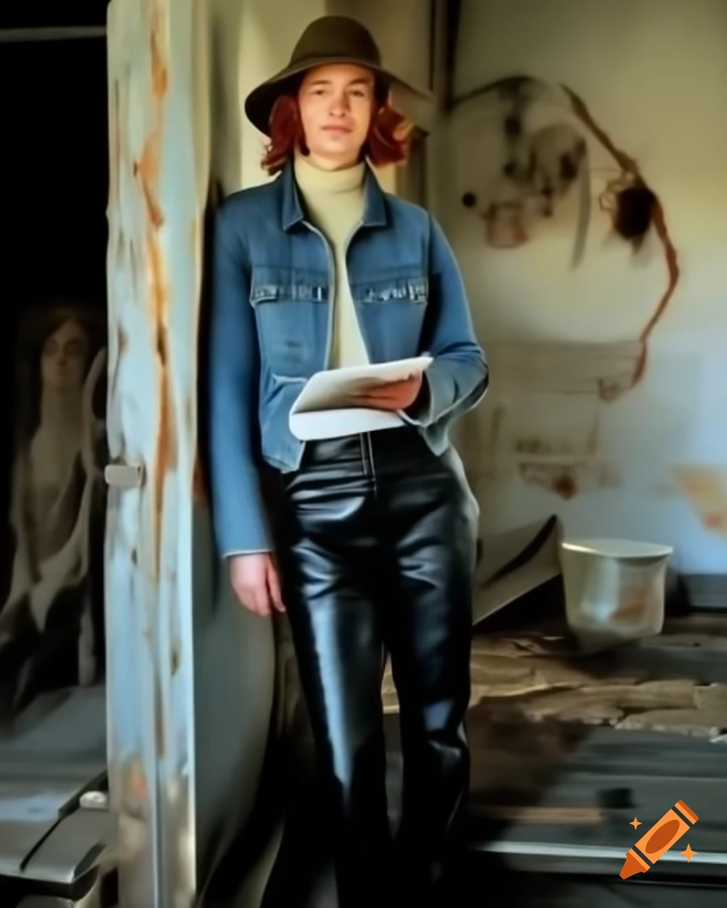 Portrait of German female modern detective in stylish attire on Craiyon