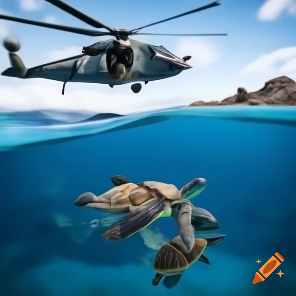 Cross-section of Galapagos coastline with submarine and diving baby ...