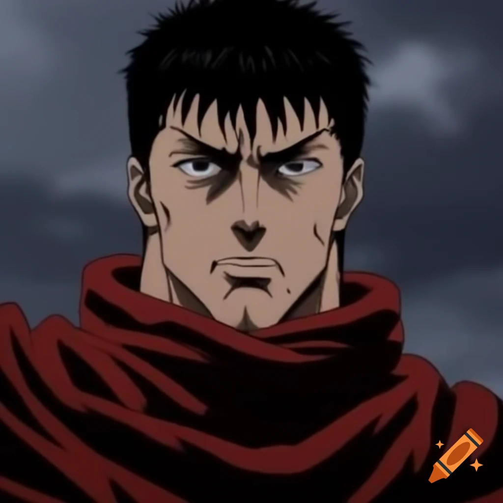 Character inspired by guts from berserk with a notable nose scar on Craiyon