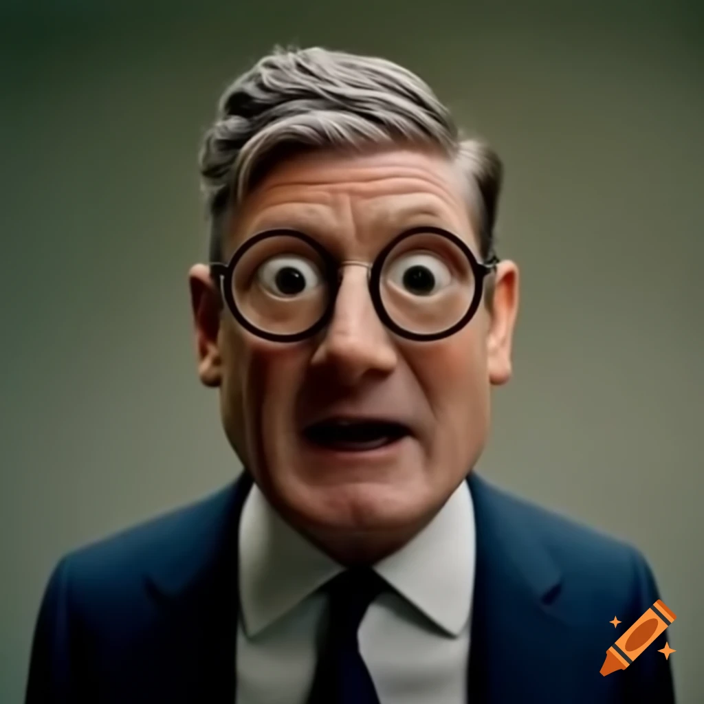 Confused character resembling Keir Starmer as Clark Kent with round ...