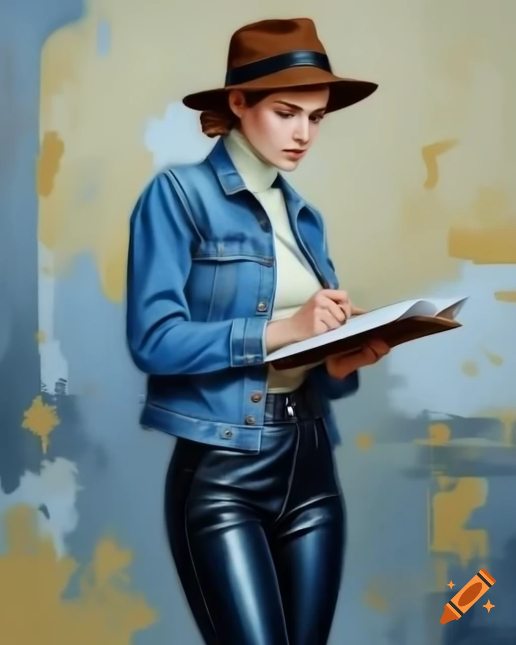 Portrait of German female modern detective in stylish attire on Craiyon