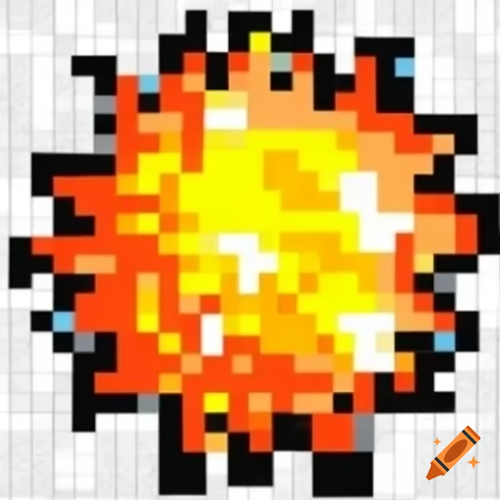 Pixelated explosion design on Craiyon