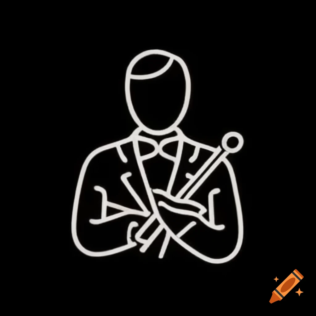 Elegant line drawing of conductor holding baton on Craiyon