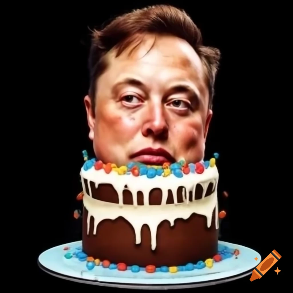 Birthday cake decorated with elon musk's face on Craiyon