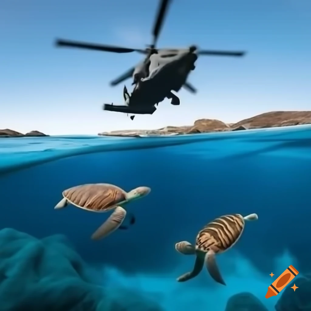 Cross-section of galapagos coastline with submarine and diving baby ...