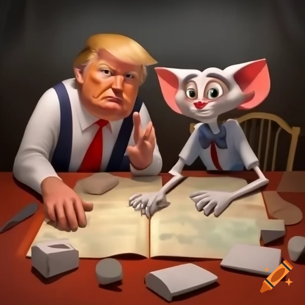 Whimsical animated scene of two characters hatching a comical plan in a ...