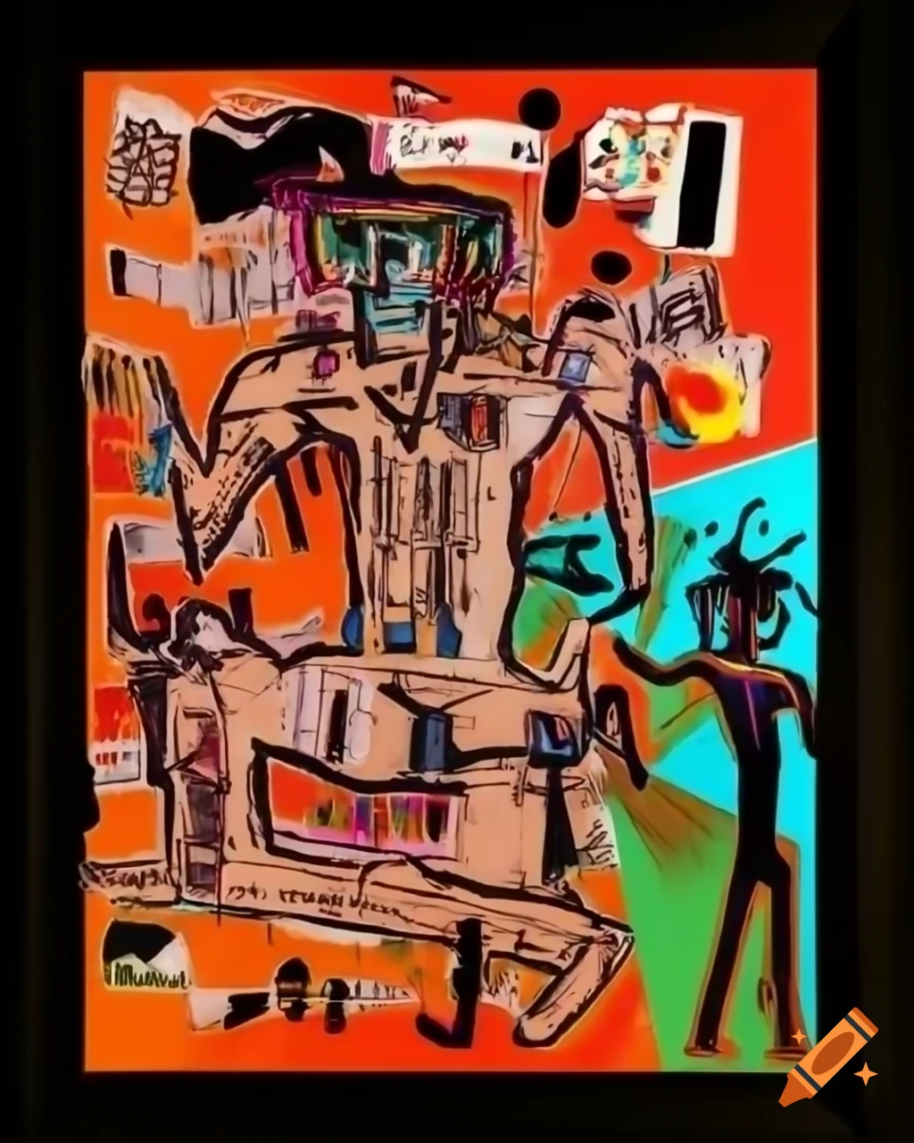 Vibrant Basquiat-esque artwork exploring themes of 'Paradise Lost' with ...