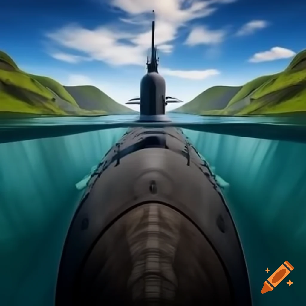 Submarine surfacing in ganymede canal with gas giant jupiter in sky on Craiyon