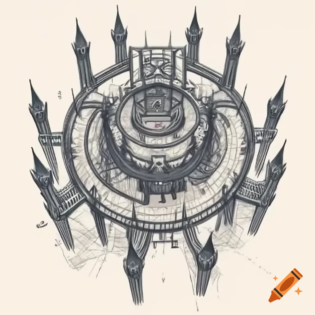 Steampunk citadel on circular aerial platform with cyberpunk and ...