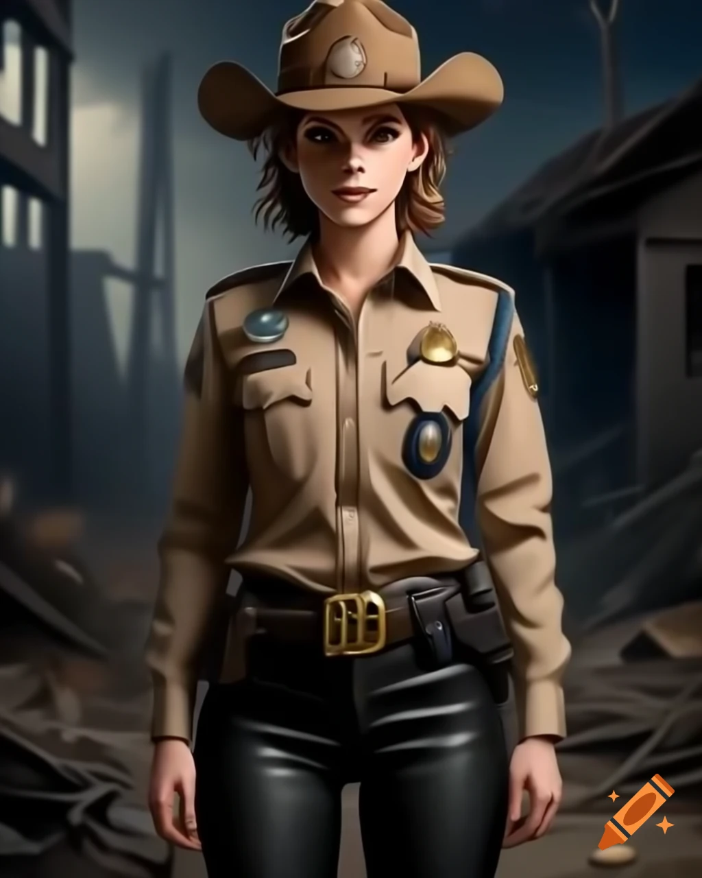 Ultra HD portrait of actress Emma Watson in modern sheriff style outfit ...
