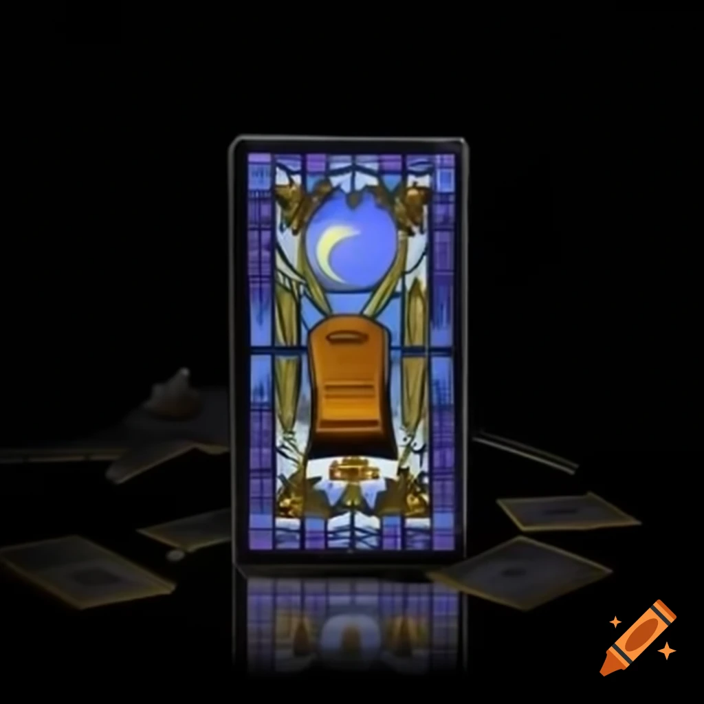 Stained glass tarot card reverse featuring vampiric symbols like stakes ...
