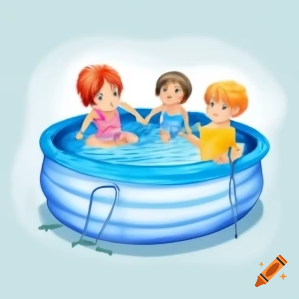 Children enjoying playtime in a vinyl pool on Craiyon