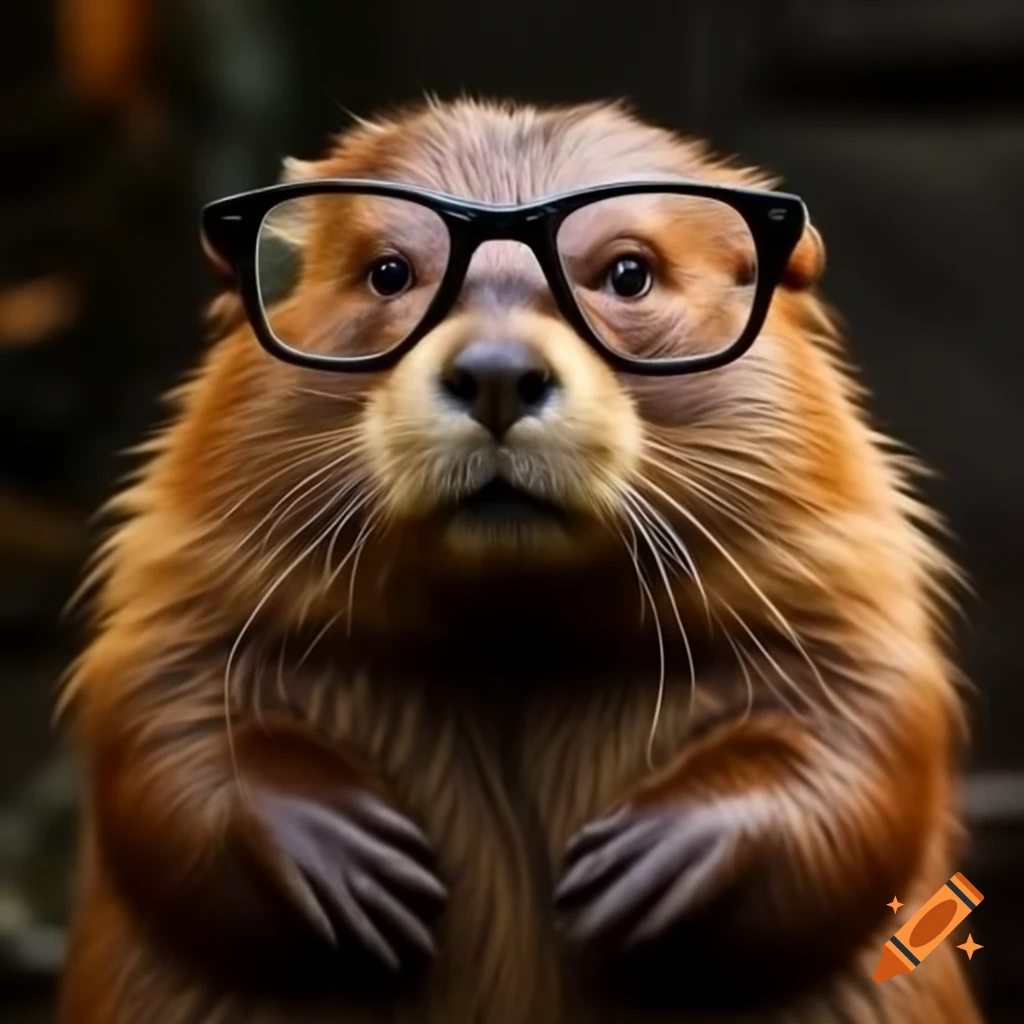 Funny beaver wearing black glasses on Craiyon
