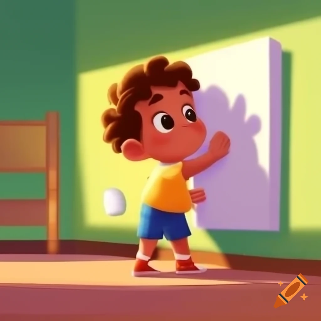 Child interacting with fuzzy wall texture on Craiyon