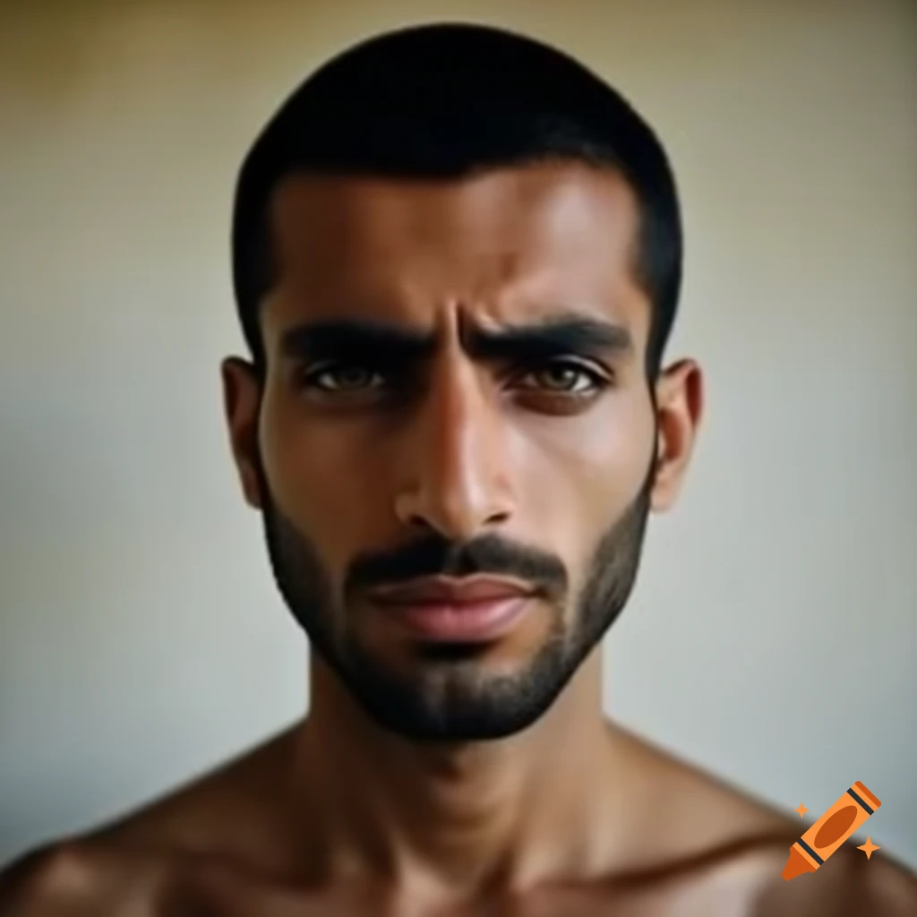 Stylish young Arab man with stubble in sturdy shirt, showcasing slim to ...