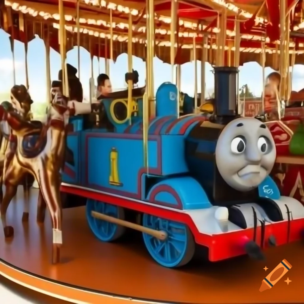 Vintage British fairground merry-go-round featuring Thomas the Tank ...