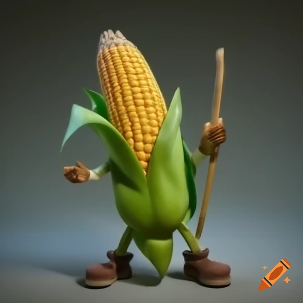 Individual in corn cob costume ready for playful pose on Craiyon