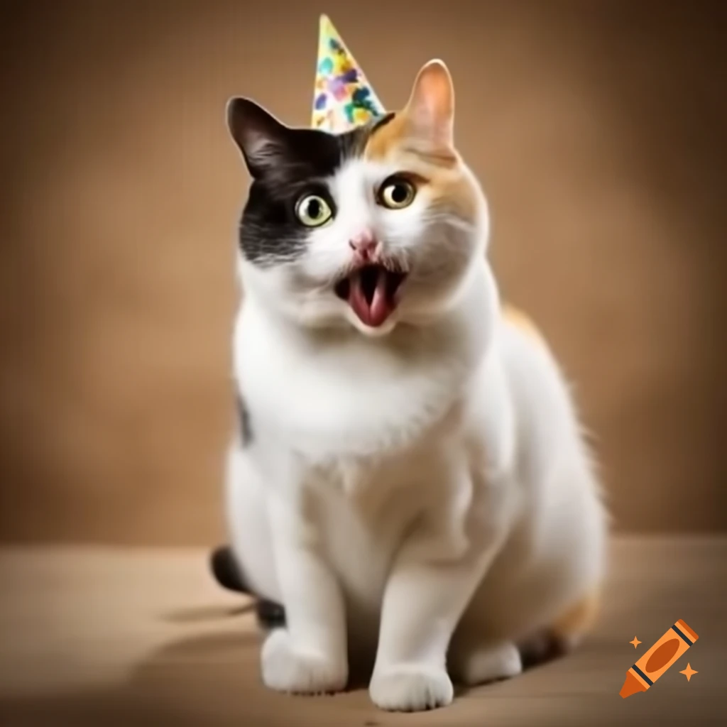 Cat celebrating a birthday on Craiyon