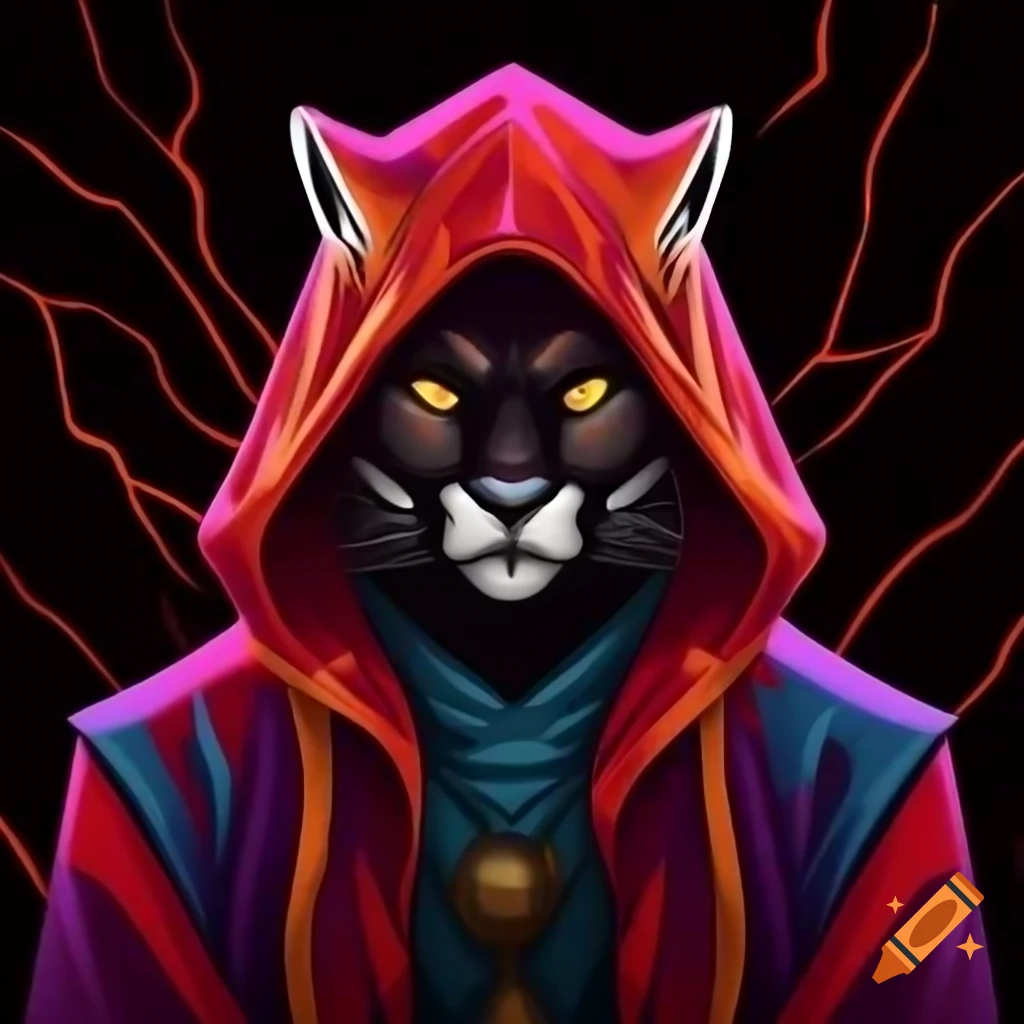 Villainous humanoid puma character on Craiyon