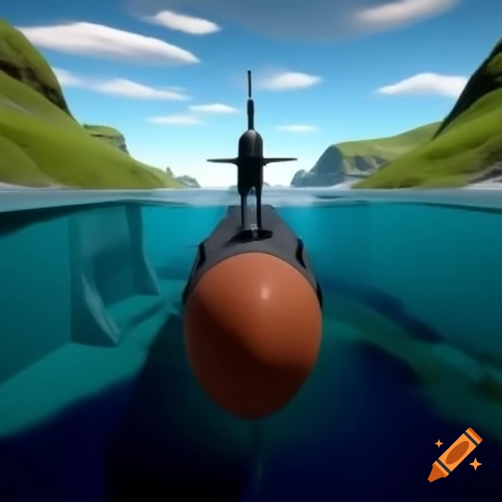 Submarine surfacing in ganymede canal with gas giant jupiter in sky on Craiyon