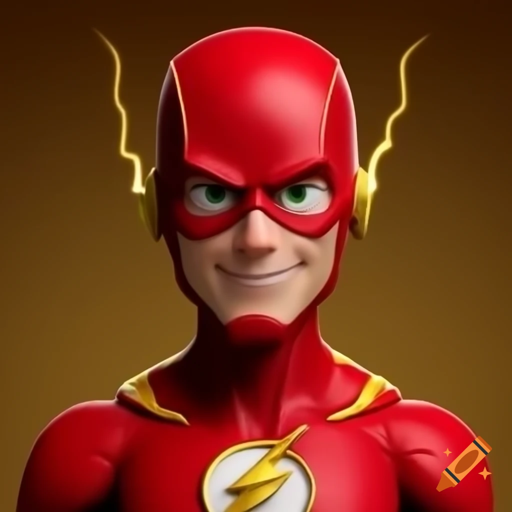 3d rendition of superhero flash in disney pixar style on Craiyon