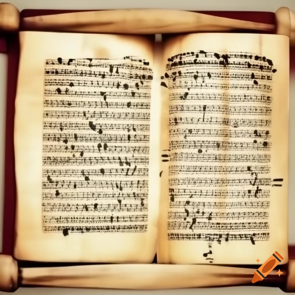 Ancient greek or roman manuscript with musical staff and notation on ...