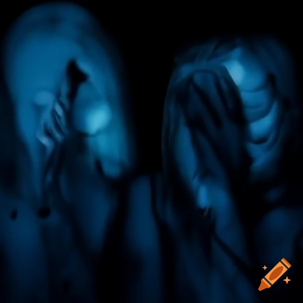 Dark blue and black representation of angels of death inspired by ...