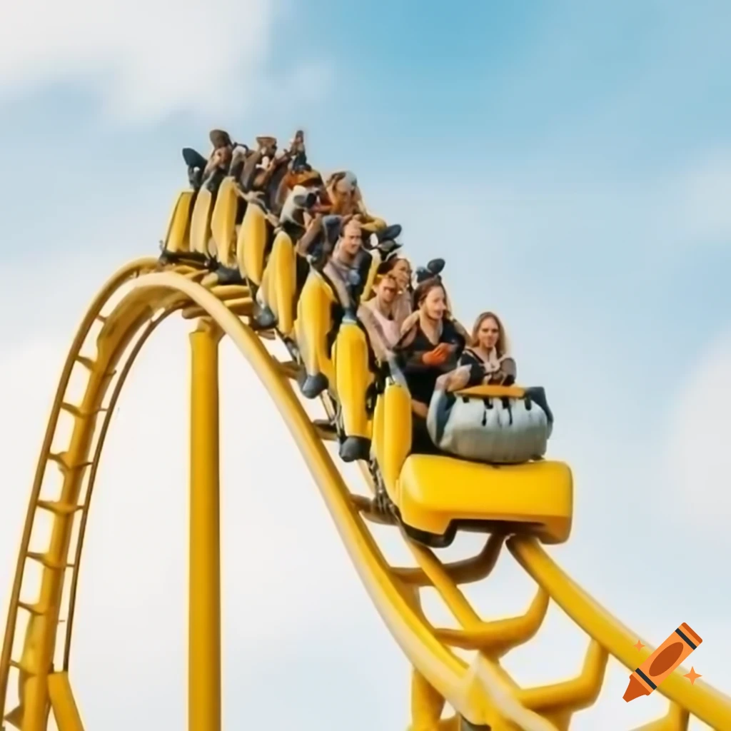 Cheerful yellow children's roller-coaster on Craiyon