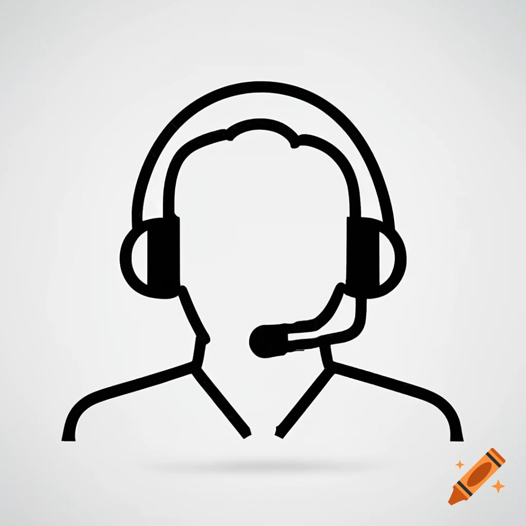 Black and white cutout of a faceless call center worker on Craiyon